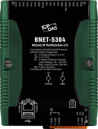 BNET-5304 ICP DAS w Systemy pomiarów i sterowania \ Moduły rozproszonych I/O \ BACnet | guru.com.pl